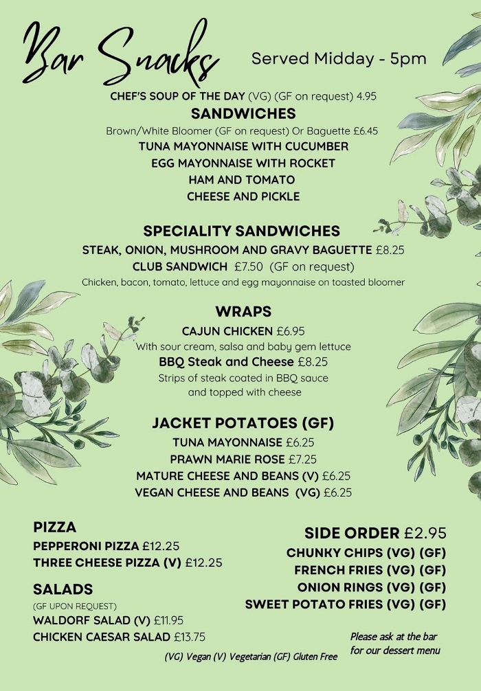 Dining Menus | Lancashire Manor Hotel