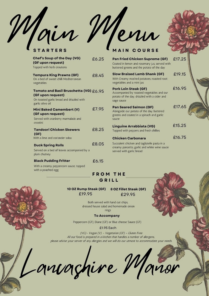 Lancashire Manor Hotel Restaurant