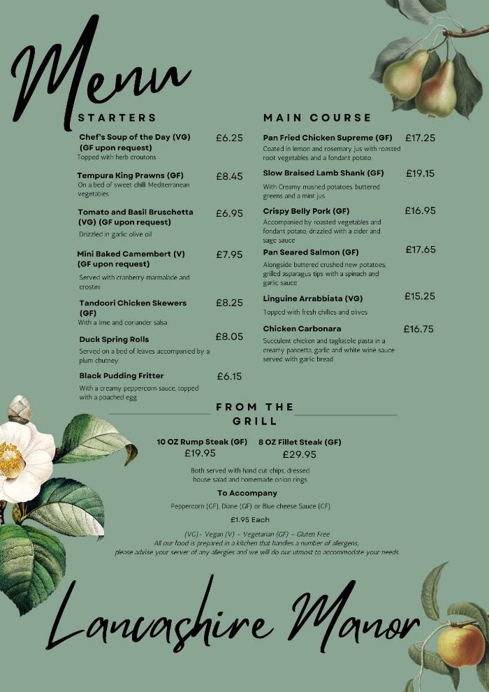 Lancashire Manor Hotel Restaurant